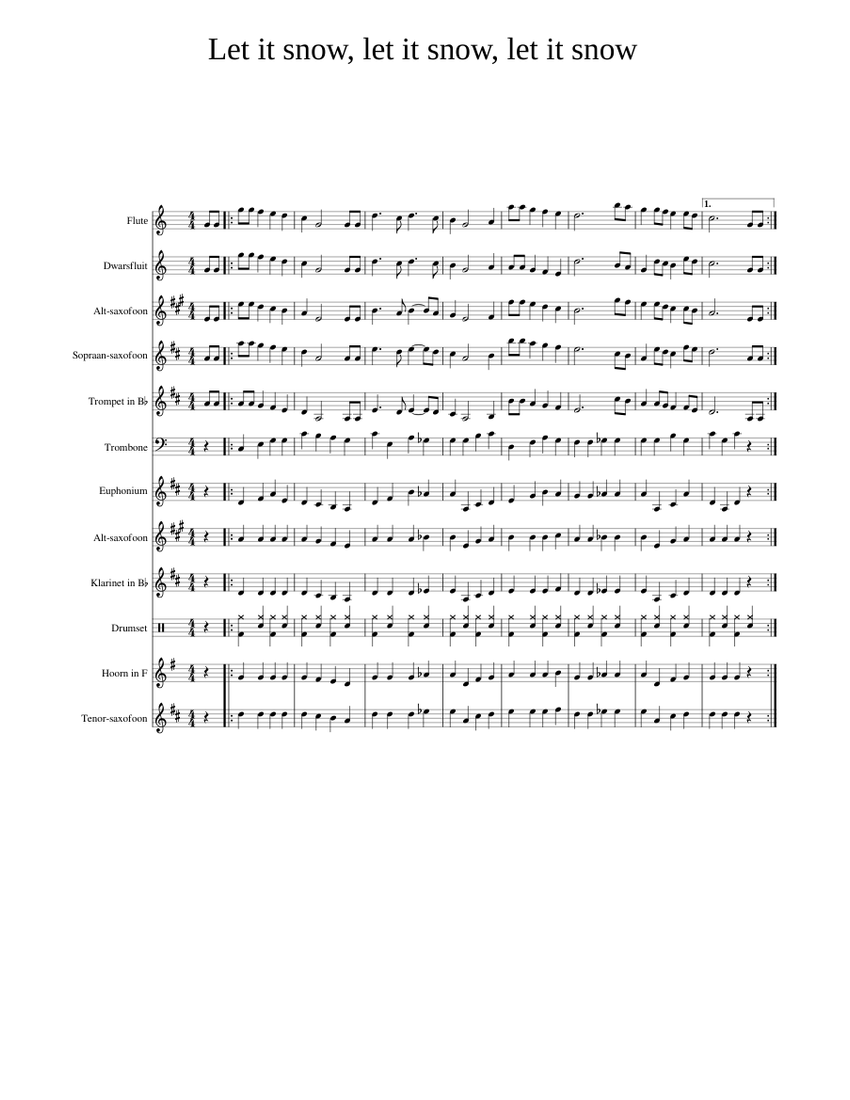 Let it snow Sheet music for Trombone, Euphonium, Flute, Clarinet in b ...