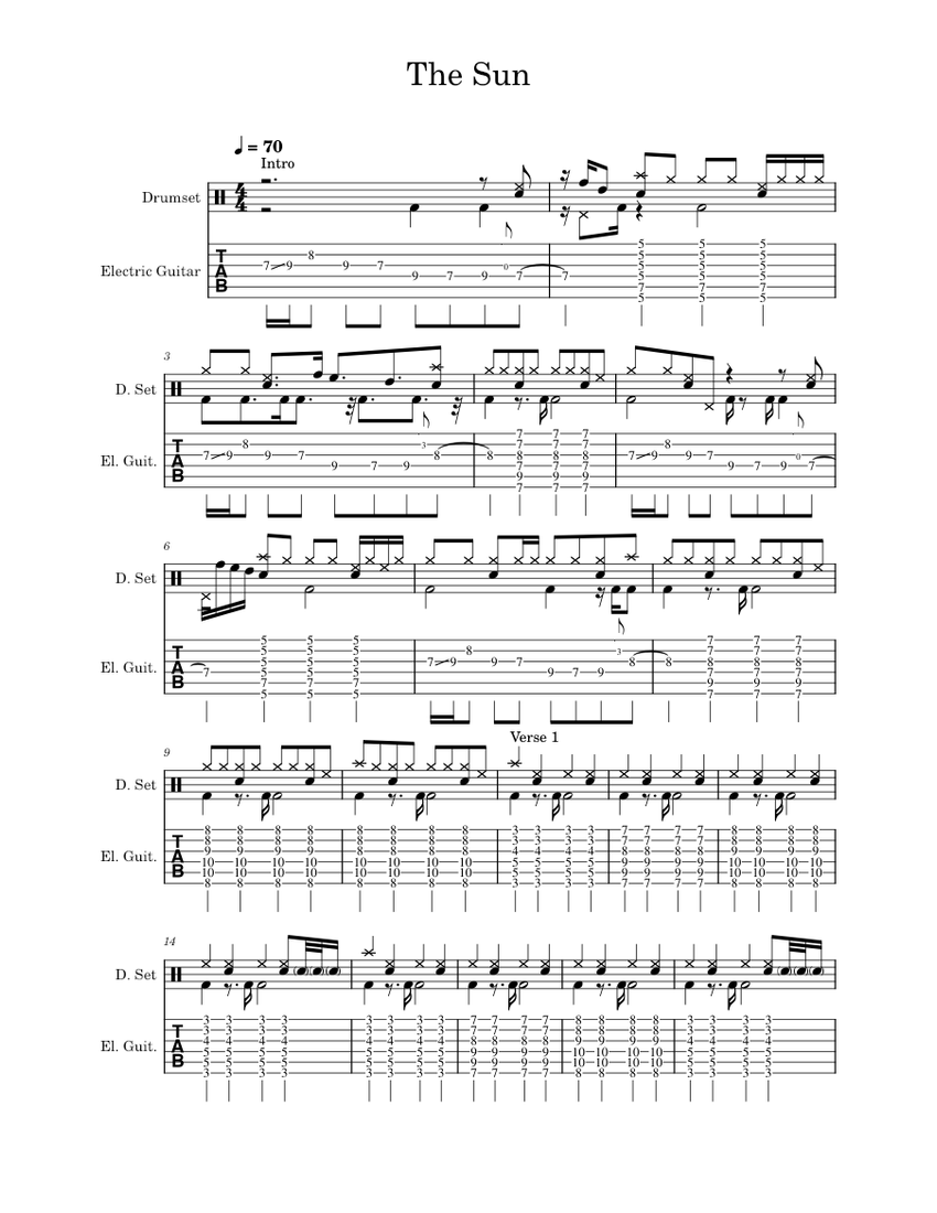 The_Sun Sheet music for Guitar, Drum group (Mixed Duet) | Musescore.com