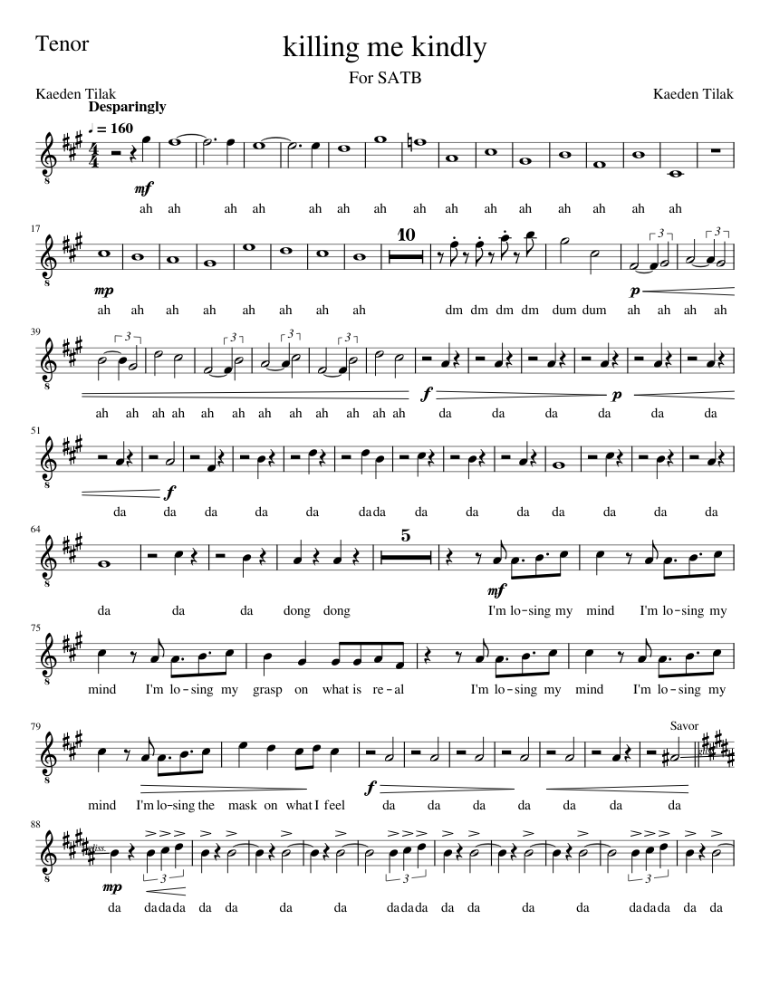 killing_me_kindly parts-Tenor Sheet music for Tenor (Solo) | Musescore.com