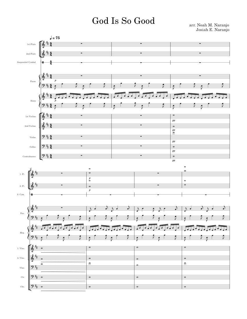 God Is So Good Sheet Music for Piano, Flute, Harp, Strings group & more ...