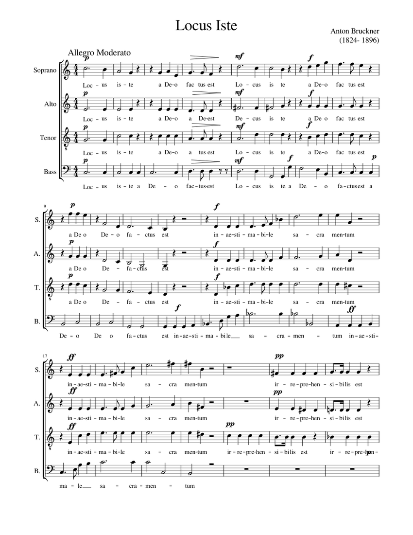 Locus Iste - Anton Bruckner Sheet music for Soprano, Alto, Tenor, Bass ...