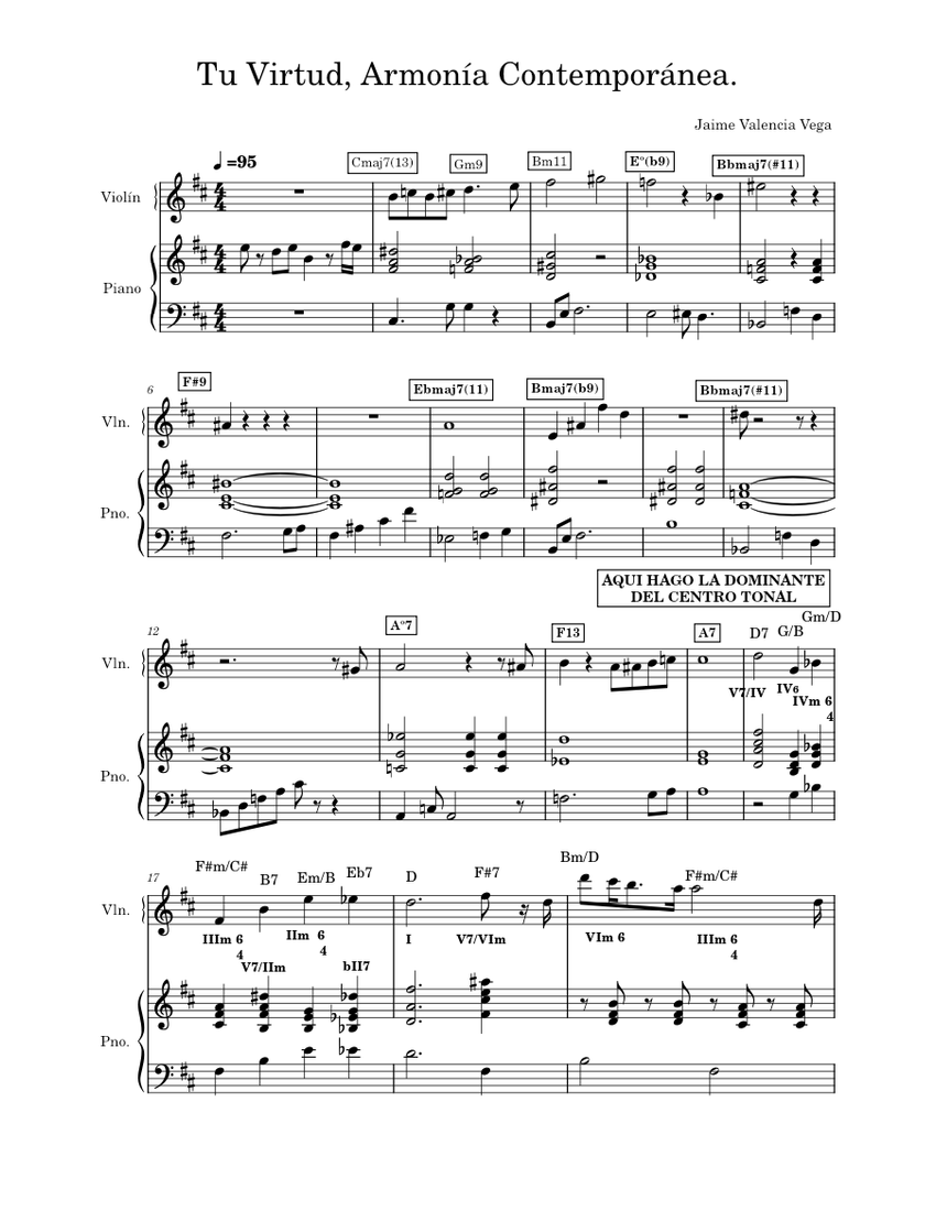 ARMONIA CONTEMPORANEA FASE 4 Sheet music for Piano, Violin (Solo ...
