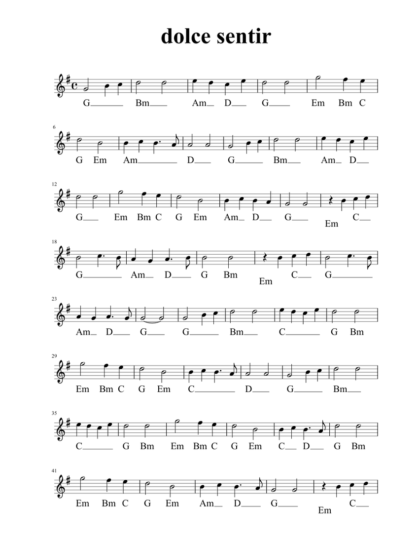 dolce sentir Sheet music for Oboe (Solo) | Musescore.com