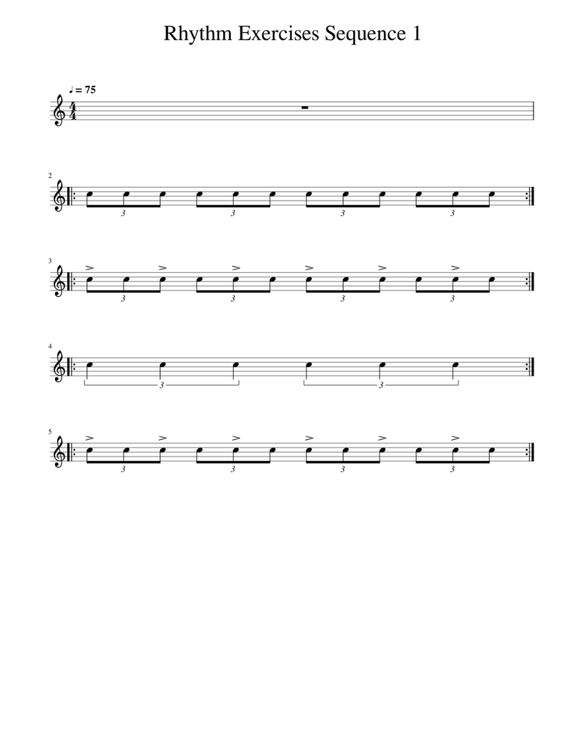 Rhythm_Exercises_Sequence_1 Sheet Music for Piano (Solo) easy ...