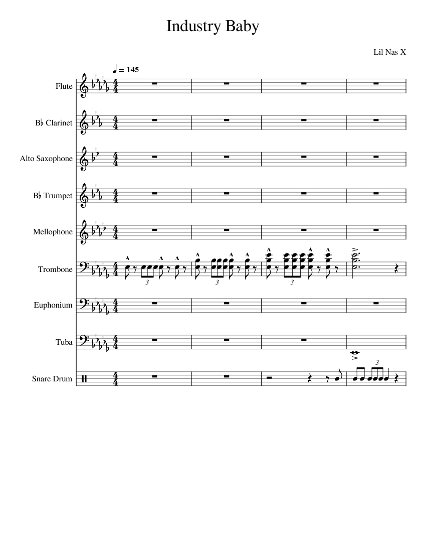 Industry Baby – Lil Nas X Industry Baby Sheet music for Trombone ...