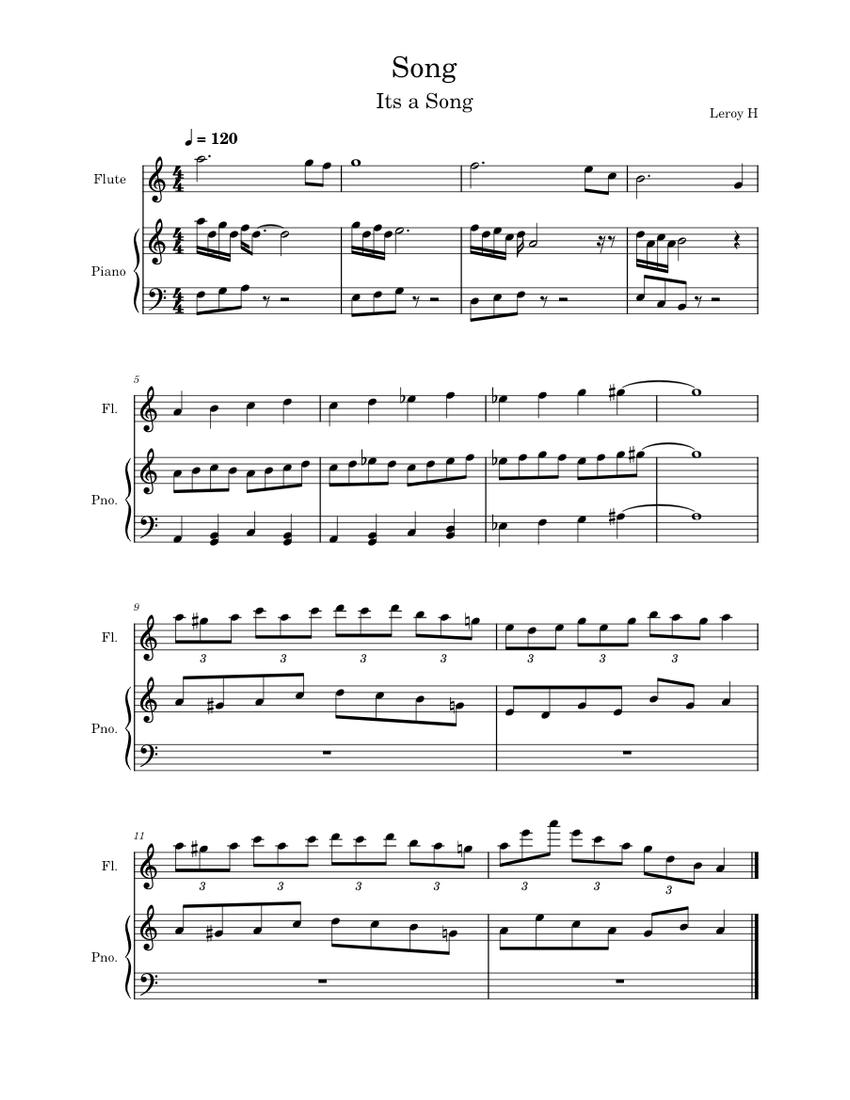 Song Sheet music for Piano, Flute (Solo) | Musescore.com