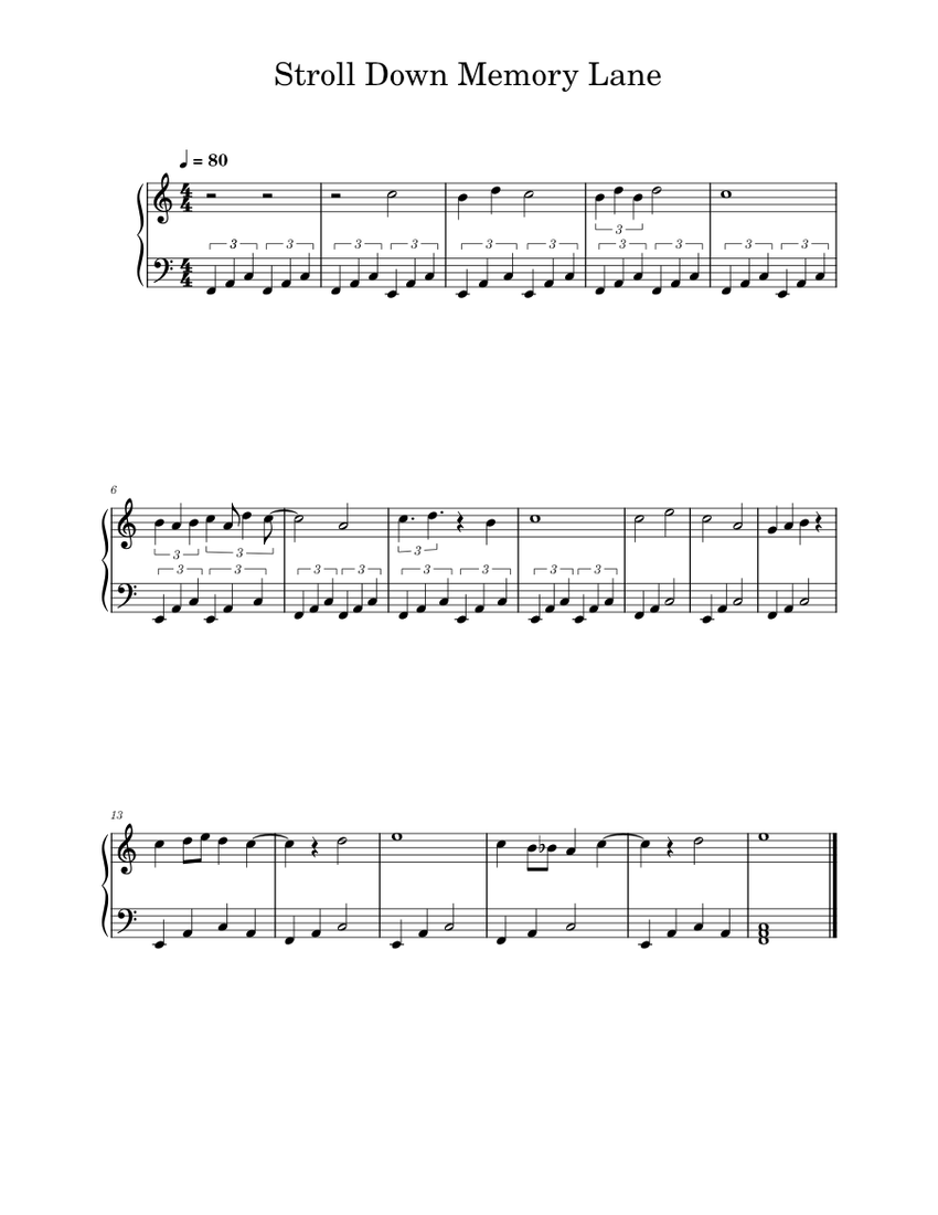 Stroll Down Memory Lane Sheet Music for Piano (Solo) Easy | MuseScore.com