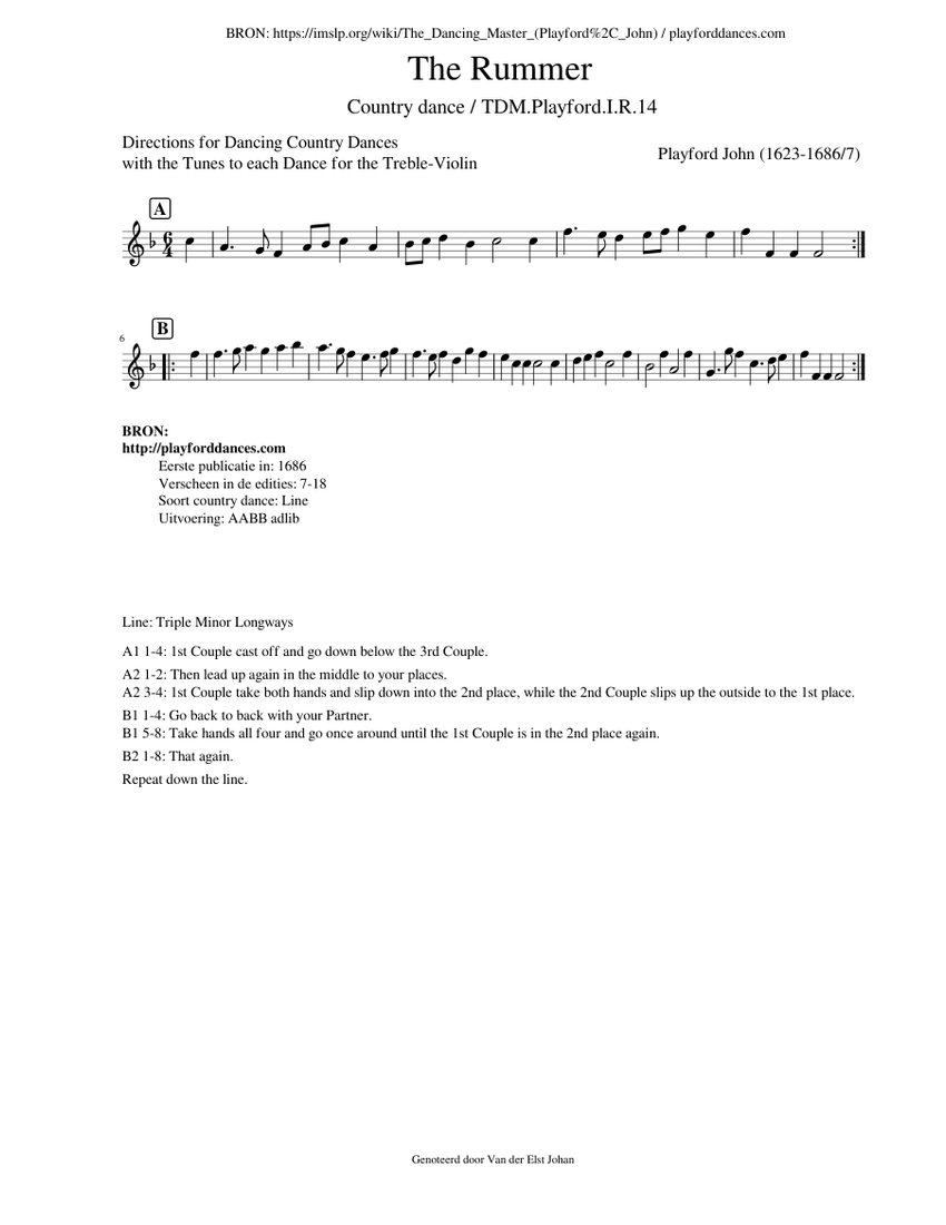 The Rummer (TDM.Playford.I.R.14) Sheet music for Violin (Solo ...
