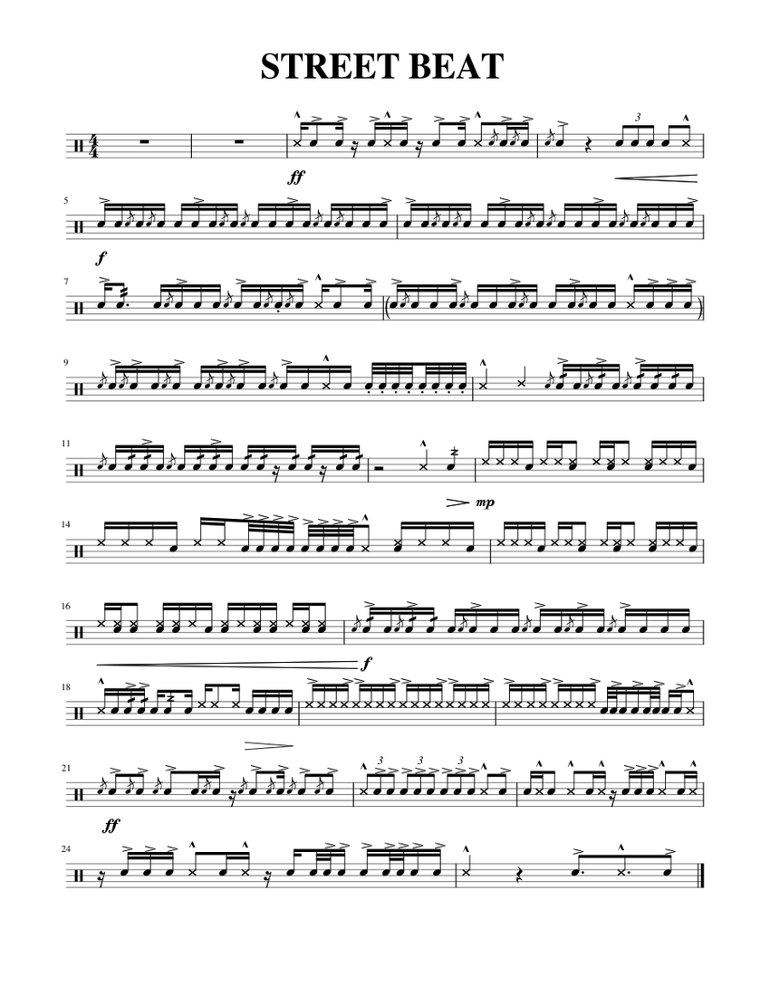 STREET BEAT Sheet Music for Snare drum (Solo) | MuseScore.com
