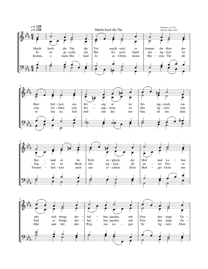 Macht hoch die Tür, die Tor macht weit - Anonymous (Traditional) Sheet ...