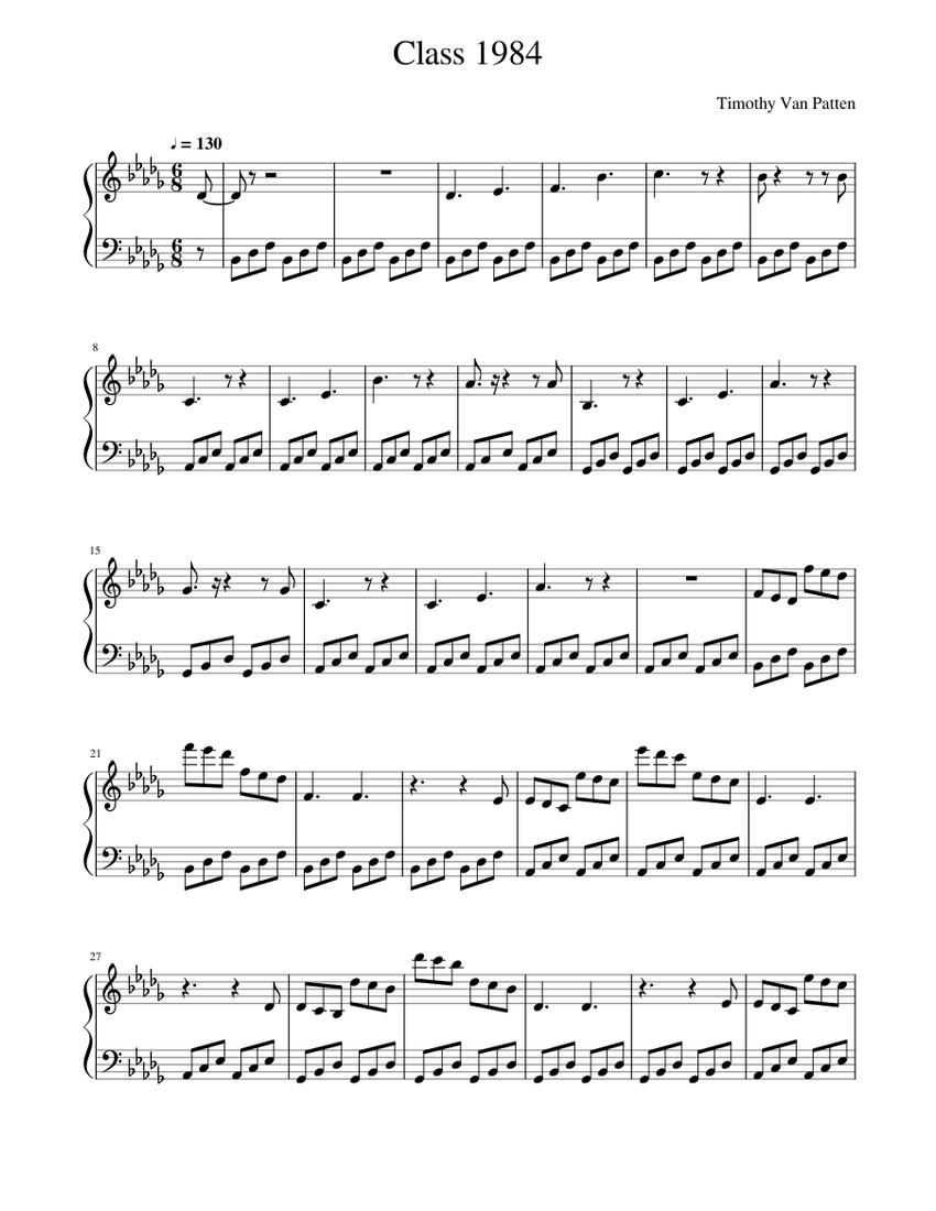 Class 1984 Sheet Music for Piano (Solo) easy | MuseScore.com