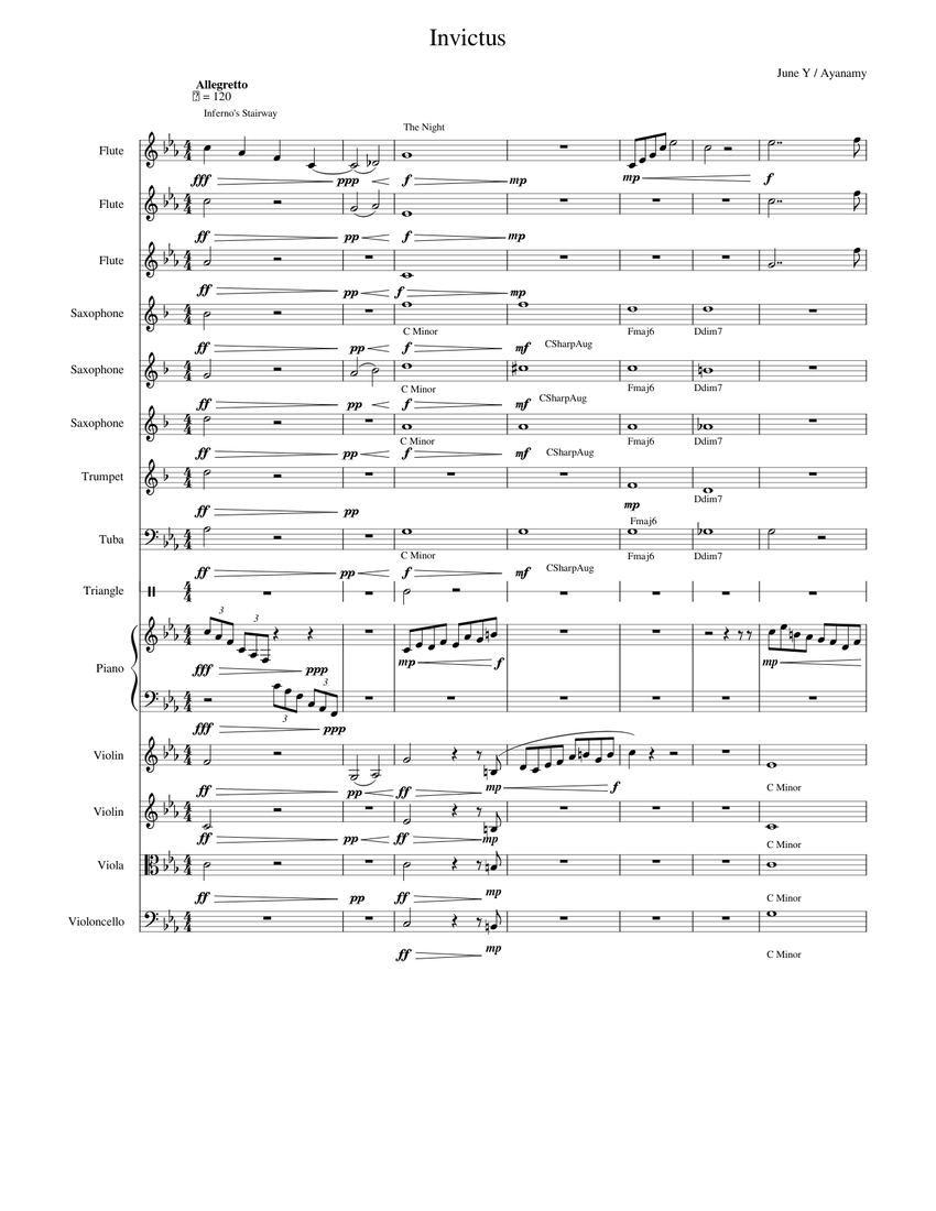 Invictus Sheet Music for Piano, Tuba, Flute, Violin & more instruments ...