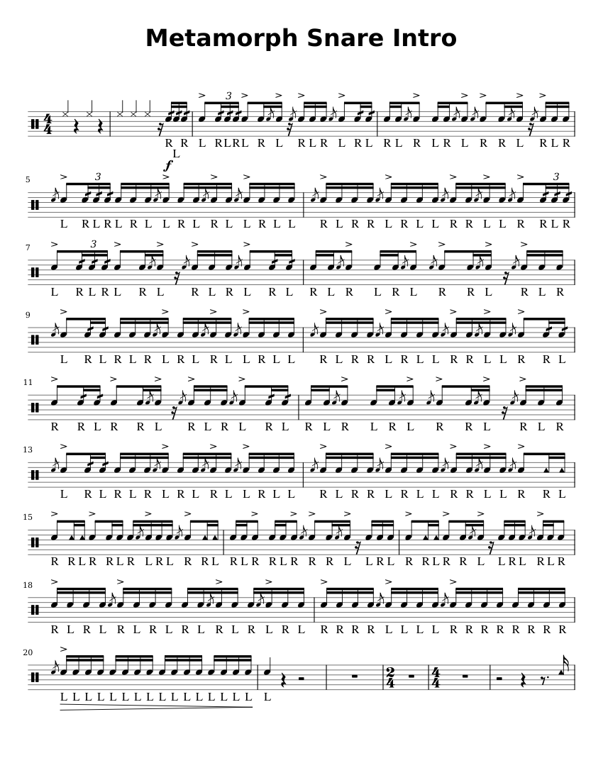 Metamorph Snare Intro Sheet Music for Snare drum (Solo) | MuseScore.com
