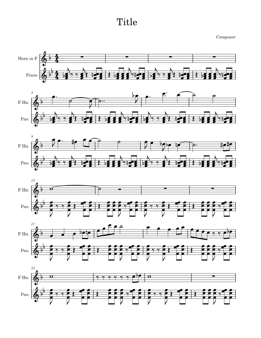 scxJL494 Sheet music for Piano, French horn (Solo) | Musescore.com