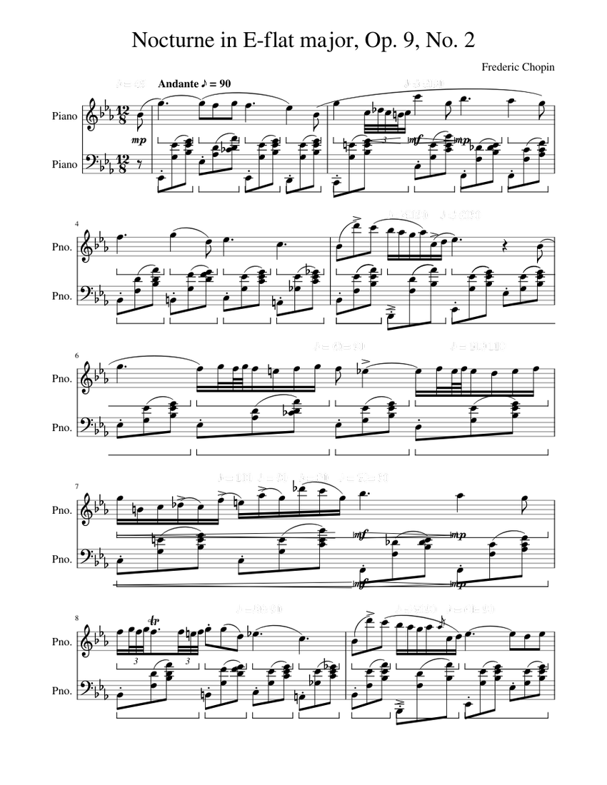 CHOPIN - Nocturne in E-flat major, Op. 9, No. 2 Sheet Music for Piano (Alto Sax Piano Duet ...