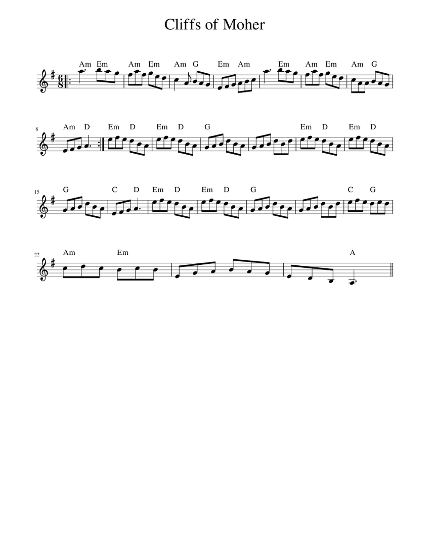 Cliffs of Moher Sheet music for Piano (Solo) Easy | Musescore.com