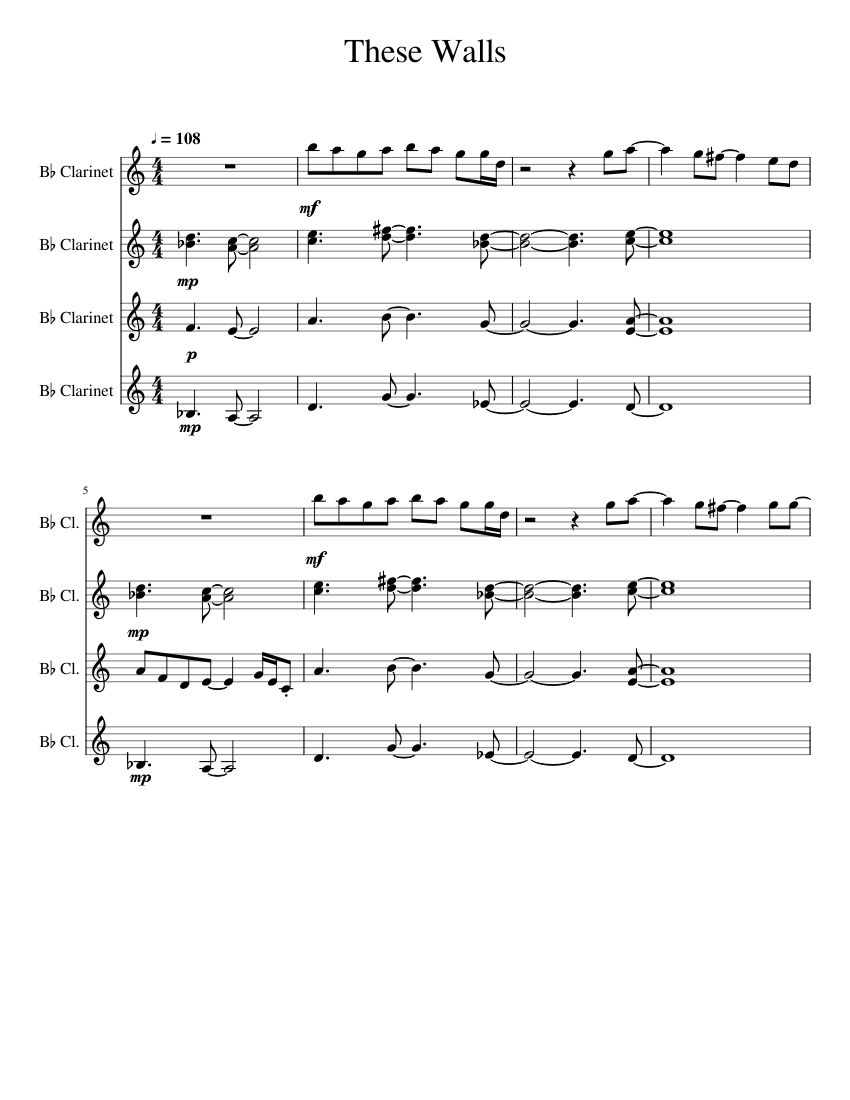 These four walls - Miley Cyrus Sheet music for Clarinet in b-flat ...