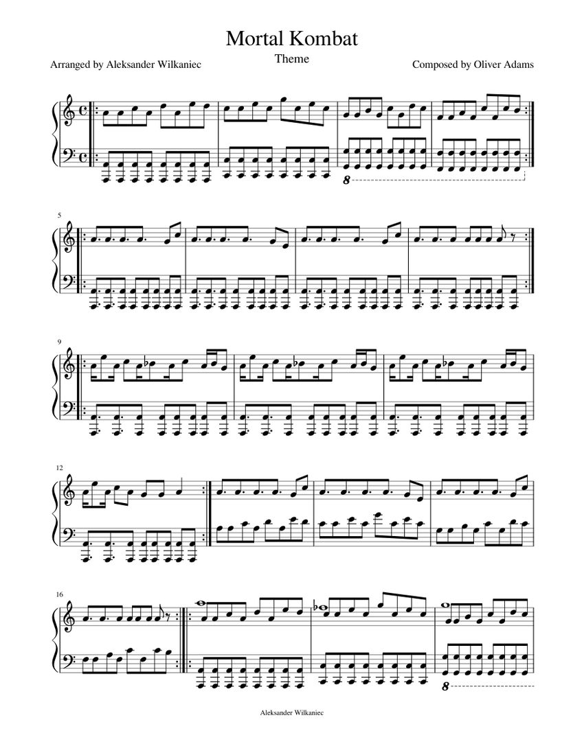 Mortal Kombat Sheet music for Piano (Solo) | Musescore.com