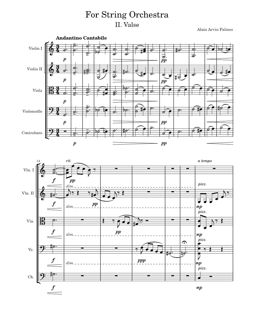 Original Composition for String Orchestra (II: Valse) Sheet music for Strings group (Mixed ...