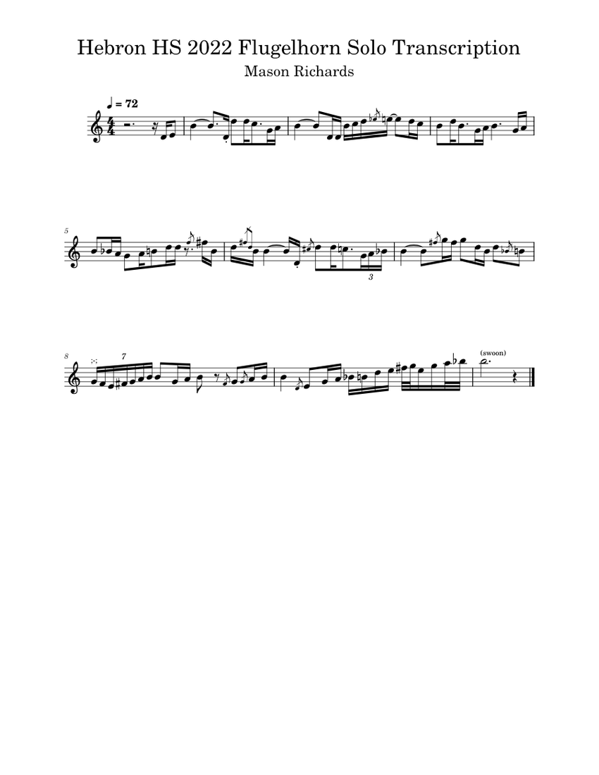 Hebron HS 2022 Flugelhorn Solo Transcription - Mason Richards Sheet ...