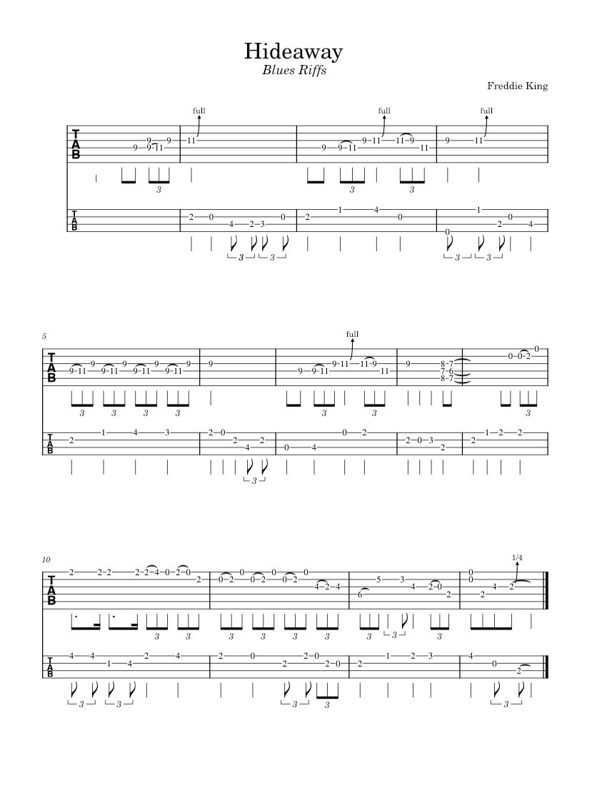 Hideaway – Freddie King Sheet music for Guitar, Bass guitar (Mixed Duet ...
