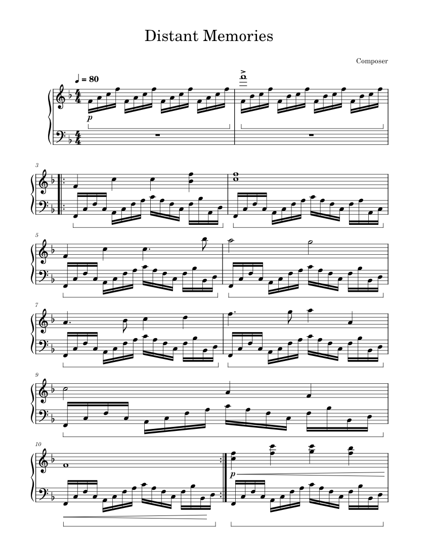 Distant Memories Sheet music for Piano (Solo) | Musescore.com