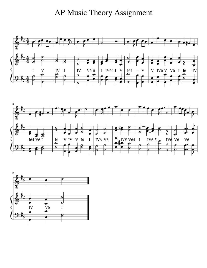 AP Music Theory Assignment 6/10/2020 Sheet music for Piano, Vocals ...