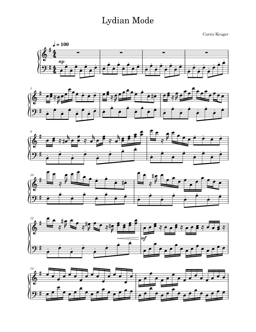 Lydian mode Sheet music for Piano (Solo) | Musescore.com