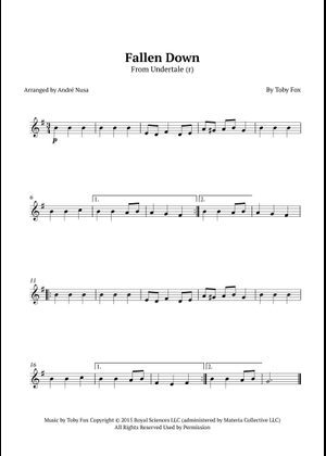 Undertale-Fallen Down Reprise (Violin Solo) Sheet music for Violin ...