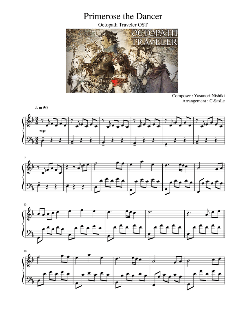 Octopath Traveler OST : Primerose the Dancer Sheet Music for Piano ...