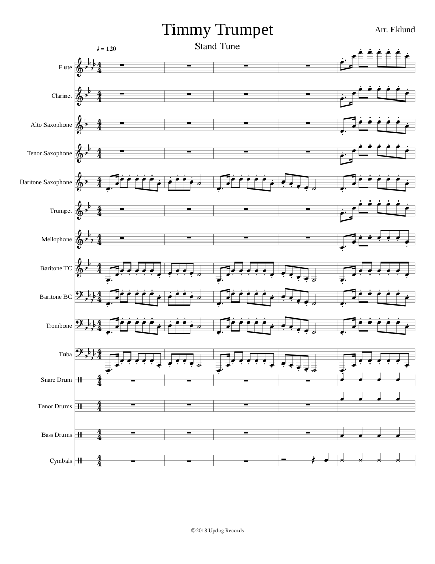 Timmy Trumpet Stand Tune Sheet music for Trombone, Tuba, Flute, French ...