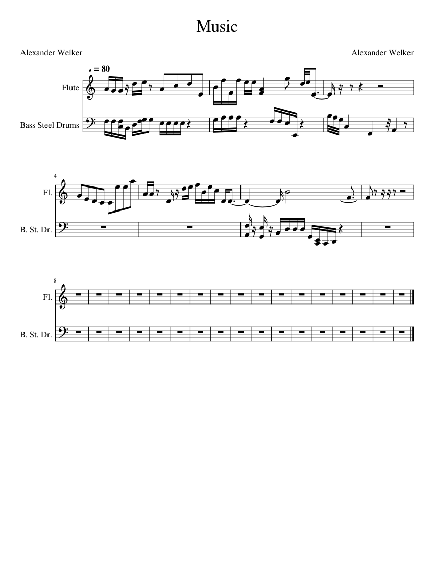 Music remake Sheet music for Flute, Steel drums (Mixed Duet ...