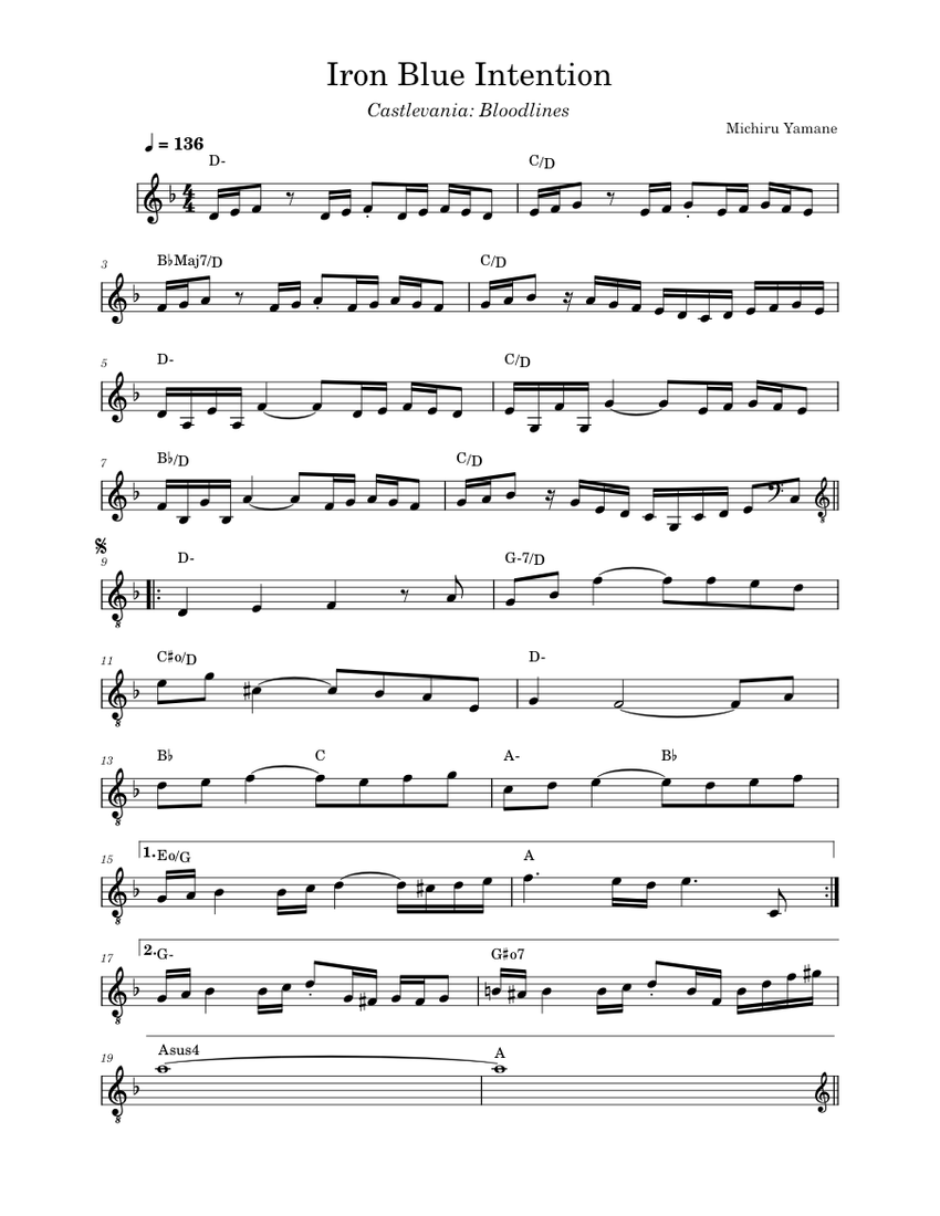 Iron Blue Intention – Michiru Yamane Sheet music for Piano (Solo ...