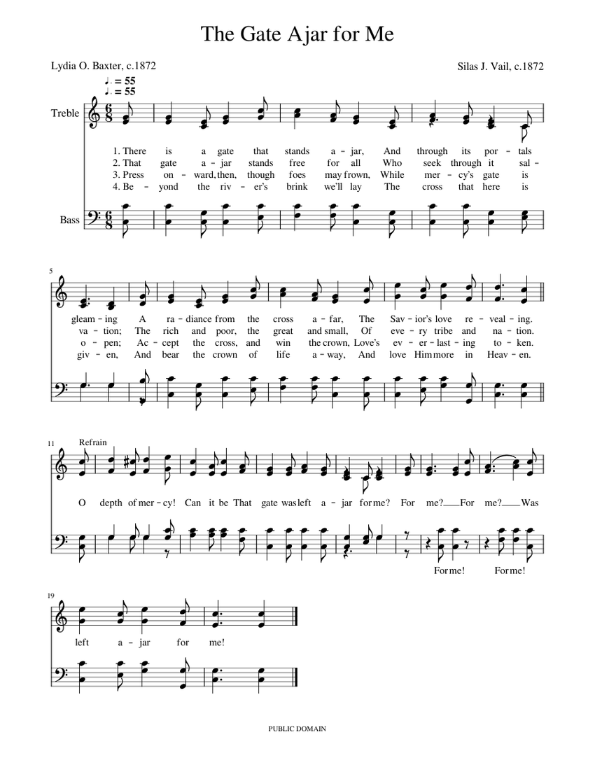 The open gate - Lydia Baxter Sheet music for Bass guitar (Solo ...