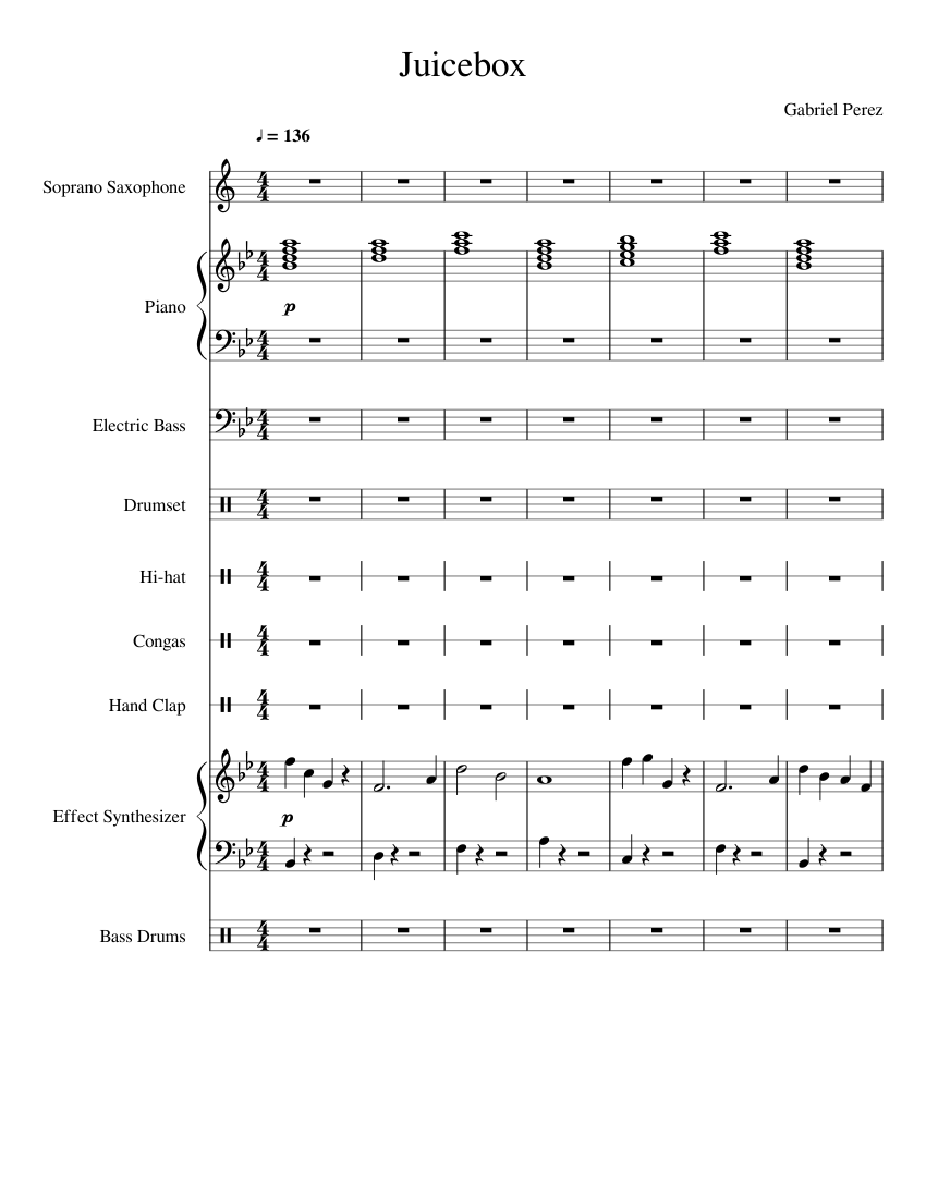 Juicebox Sheet music for Piano, Bass guitar, Drum group, Bass drum ...