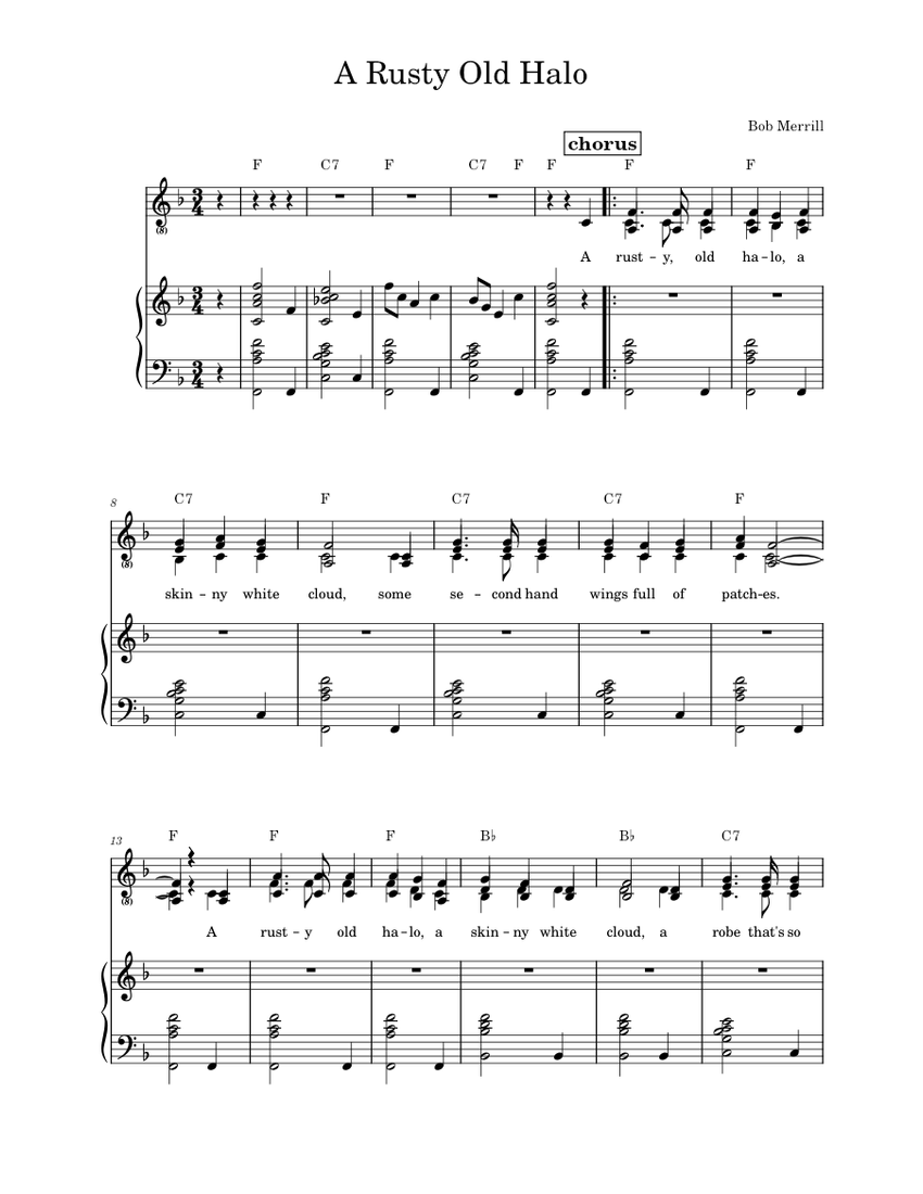 A Rusty Old Halo - Bob Merrill Sheet music for Piano, Vocals (Piano ...