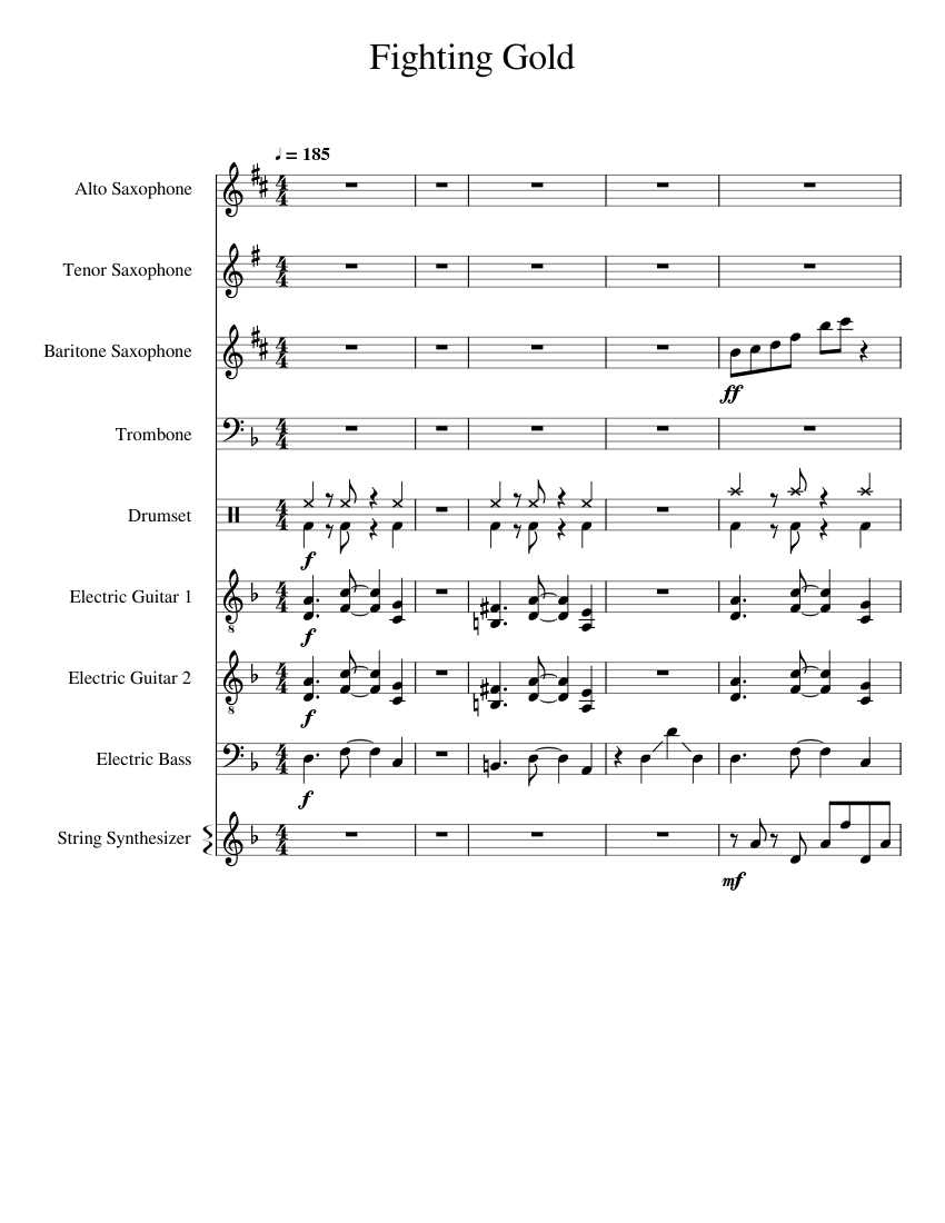 Fighting Gold - JoJo OP 8 Sheet music for Trombone, Saxophone alto ...