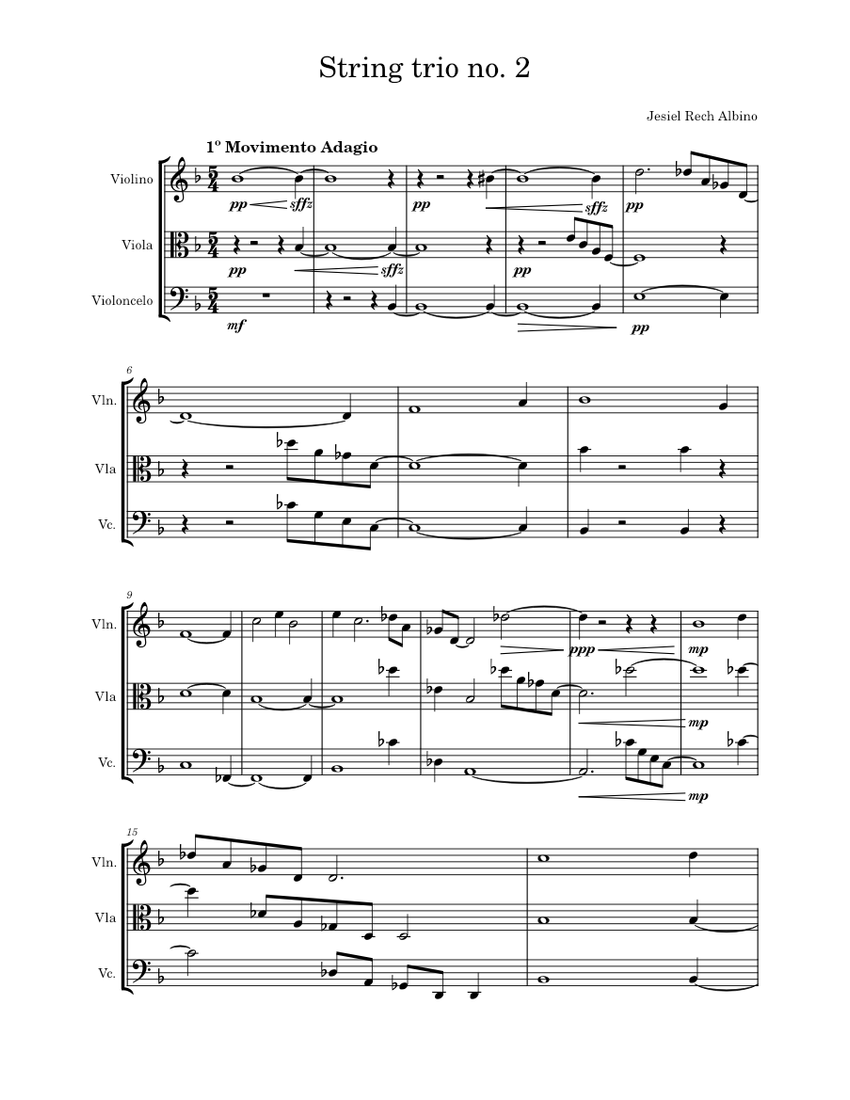 String trio no. 2 Sheet music for Violin, Viola, Cello (String Trio ...