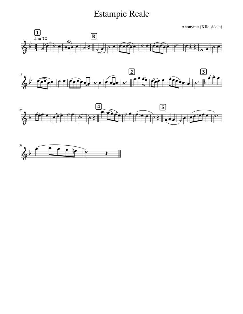 Estampie Reale Sheet Music for Piano (Solo) Easy | MuseScore.com