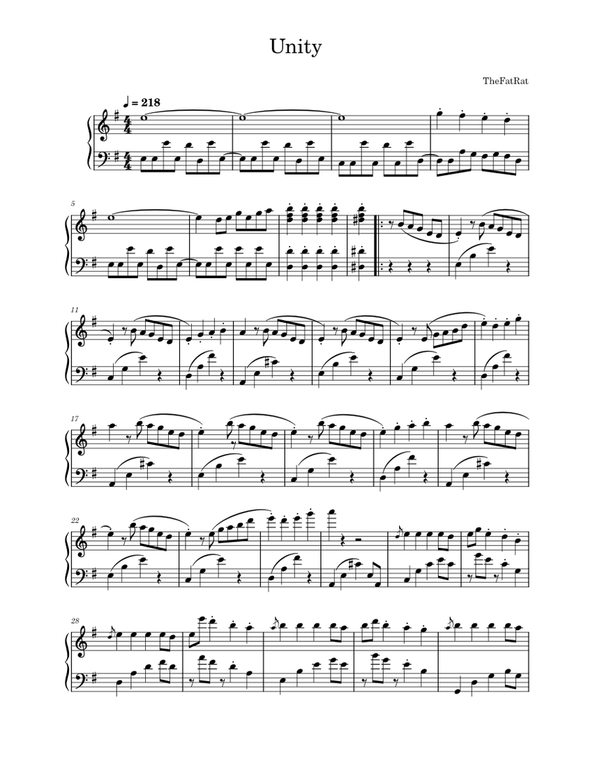 Unity – TheFatRat Unity Sheet music for Piano (Solo) | Musescore.com