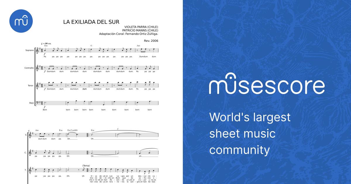 La exiliada del sur - Violeta Parra Sheet music for Synthesizer (Mixed ...