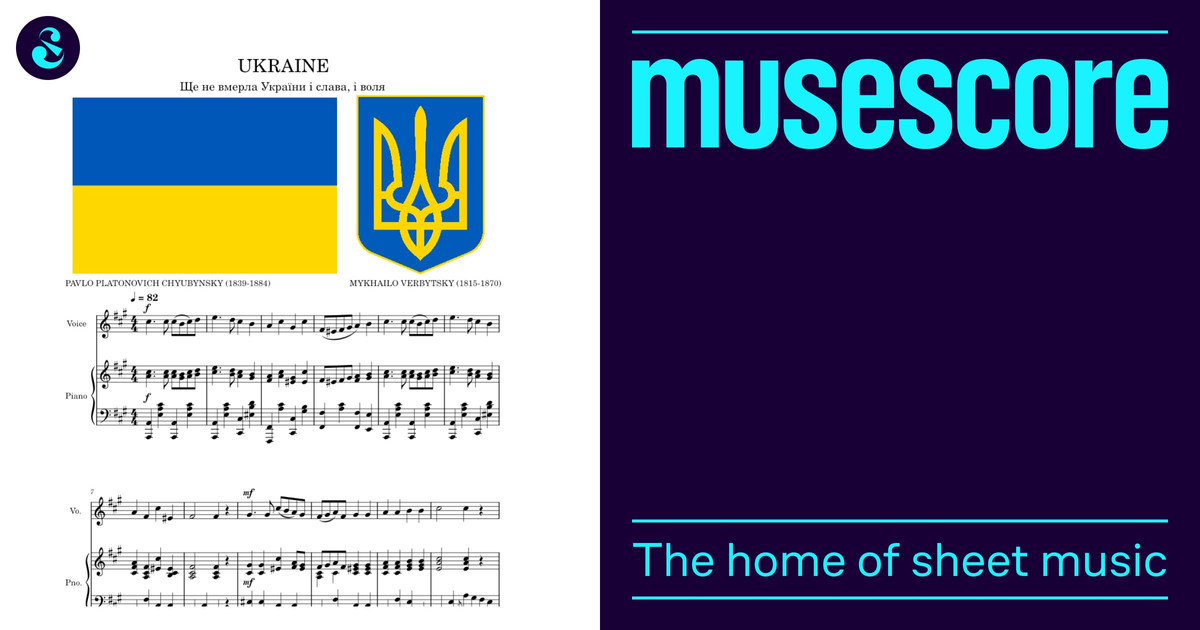 Ukraine National Anthem Sheet Music for Piano, Voice (other) (Piano ...