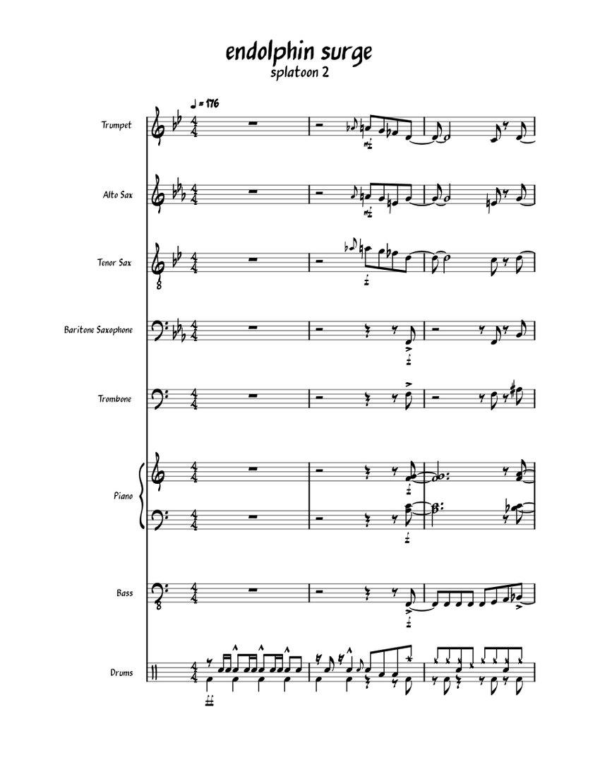 Endolphin Surge (splatoon 2) Sheet music for Piano, Trombone, Saxophone ...