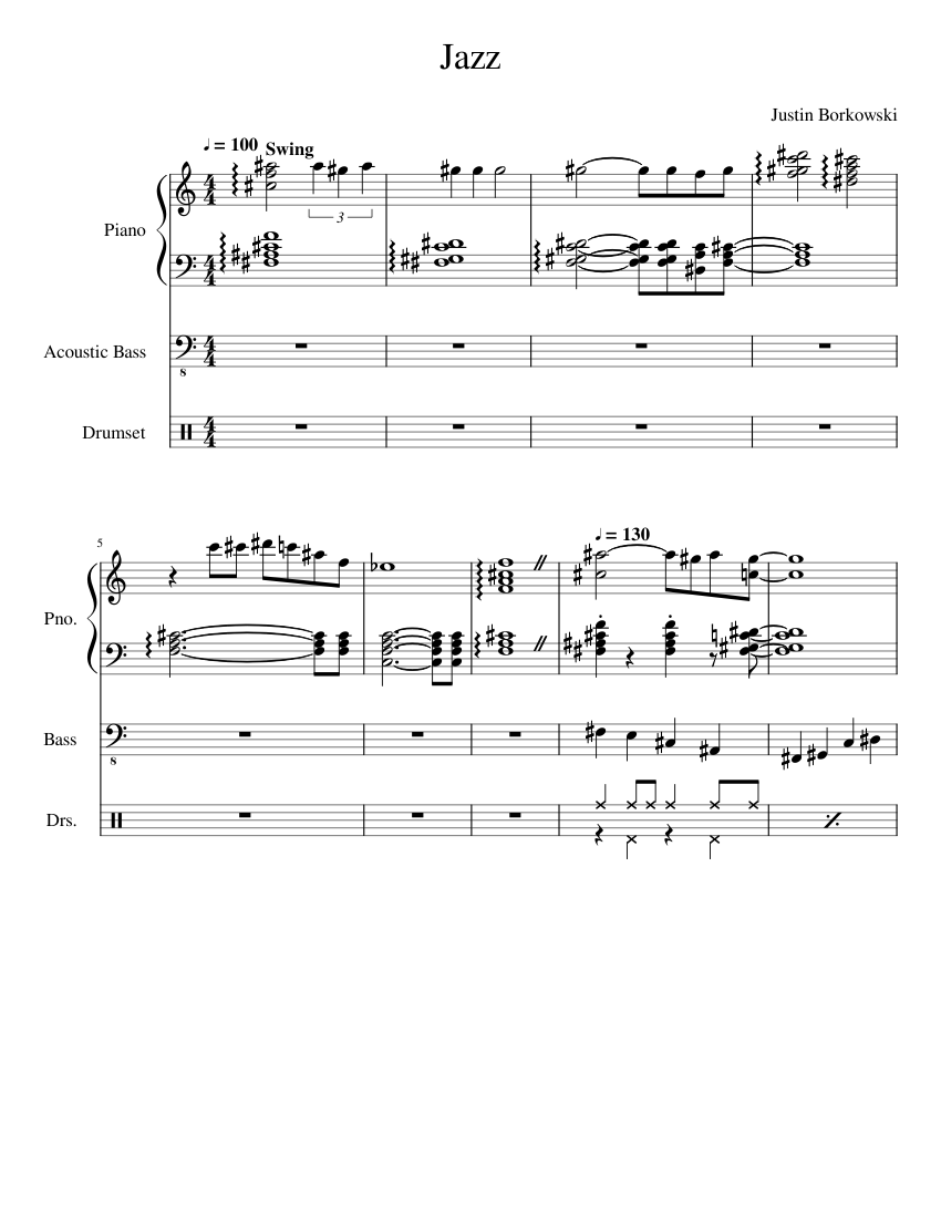 Jazz Sheet music for Piano, Bass guitar, Drum group (Mixed Trio ...