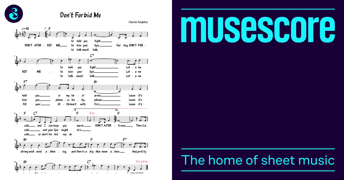 Don't Forbid Me (Lead sheet with lyrics ) Sheet Music for Piano (Solo ...