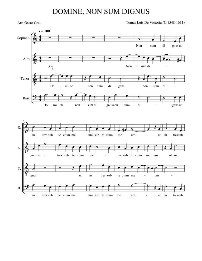 DOMINE,_NON_SUM_DIGNUS Sheet Music for Soprano, Alto, Tenor, Bass voice ...