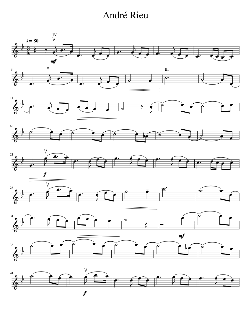 André Rieu Sheet Music for Violin (Solo) | MuseScore.com