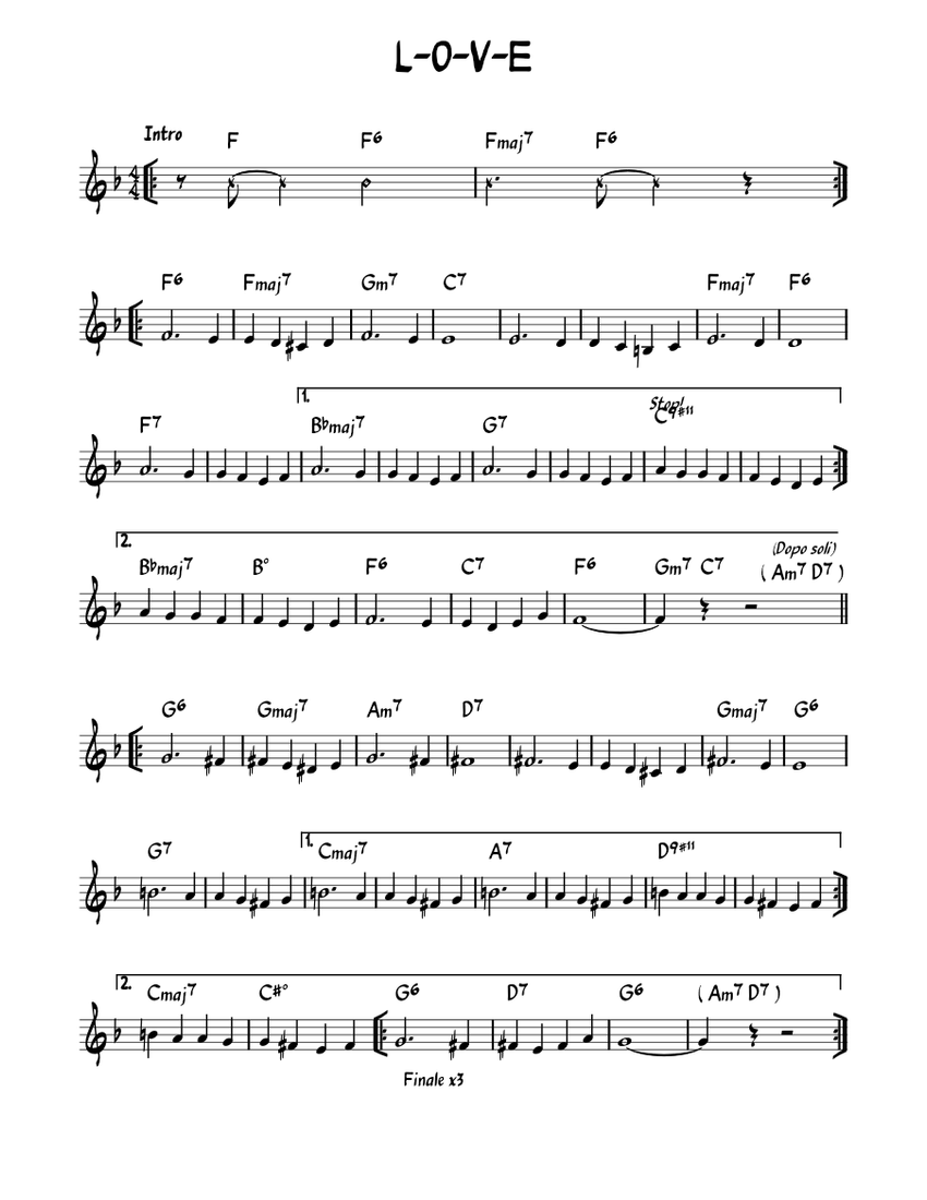 L-O-V-E – Nat King Cole L-O-V-E Sheet Music with Chords for Piano ...