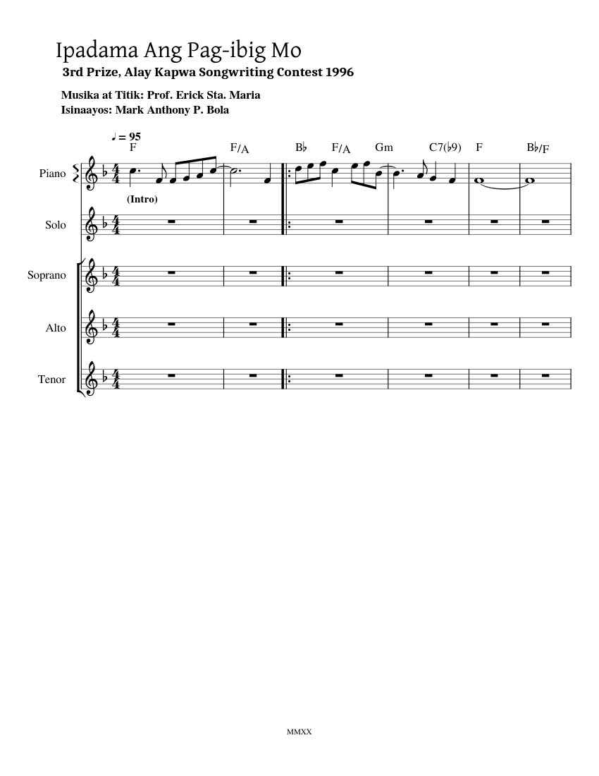 Ipadama Ang Pag-ibig Mo Sheet Music with Chords for Piano, Soprano ...