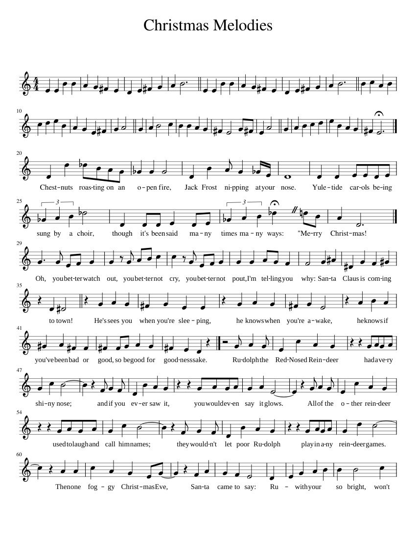 Recorder Christmas Melodies Sheet Music for Piano (Solo) Easy ...